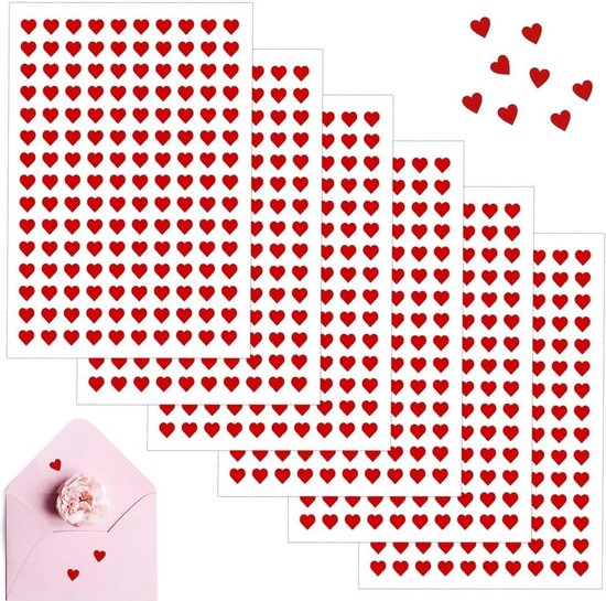 Zeynomax - Rode Hartstickers - 900 stuks - Zelfklevende Hart Labels ...