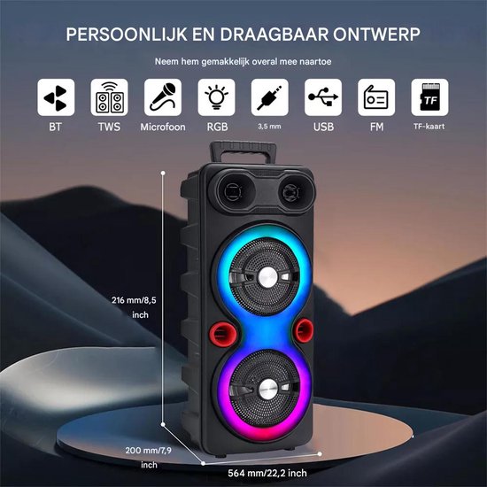 Vitdipy - Bluetooth Speaker Party box - Discolichten - Draadloos - USB / AUX - Voor... | bol