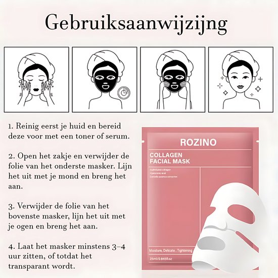 Rozino Bio Collagen Mask - Real Deep Night Masker - 10 stuks | bol