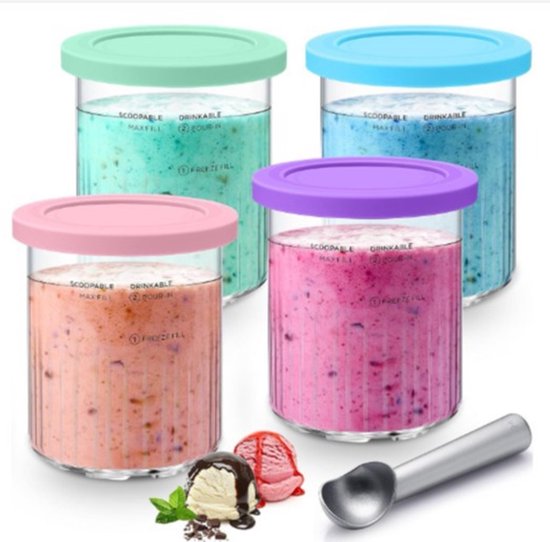 Toepasbare ijsbakken geschikt voor Ninja Creami, 4-pack ijsbakken met ...