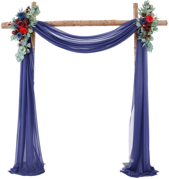 Chiffon sluier, wandhangend bruiloftsgordijn, met linten, gedrapeerde ...