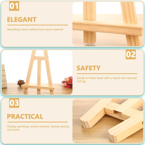 JGS Premium - Mini-ezel van hout 15 x 20 cm - Opvouwbare tafelezel ...