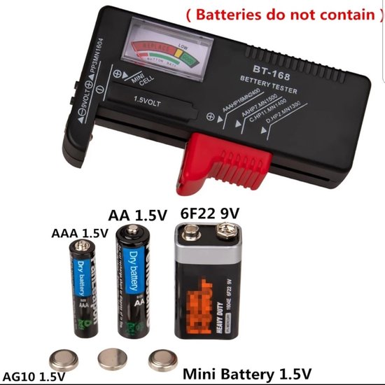 Batterijtester I Accu Indicator I Analoog I Voor AA/AAA/C/D/9V/1,5V | bol