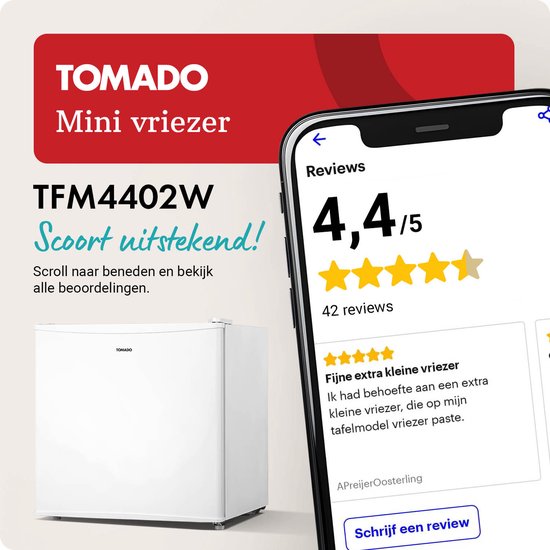 Tomado TFM4402W - Mini Diepvriezer - Vrijstaand - Barmodel - 31 liter ...