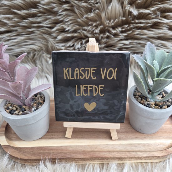 Zwart Tegeltje met Gouden Tekst – Klasje vol Liefde – Juf/Meester Cadeau | bol