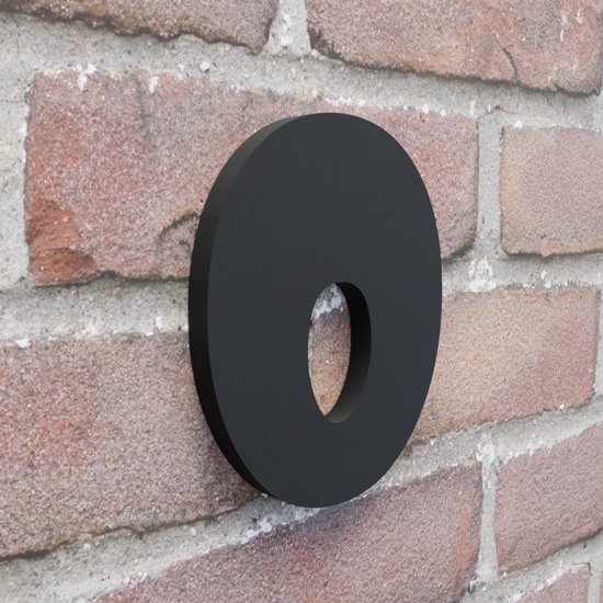 Huisnummer Showcard O zwart - Huisnummerbord - 25 cm - zelfklevend | bol