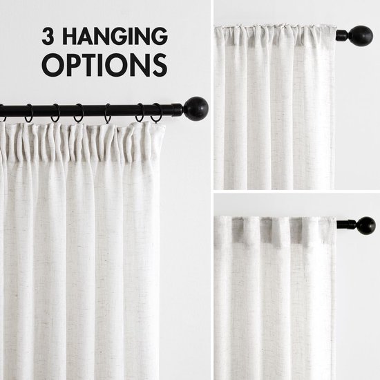 Moderne voile gordijnen - halftransparant en stijlvol - set van 2 - wit - linnenlook -... | bol