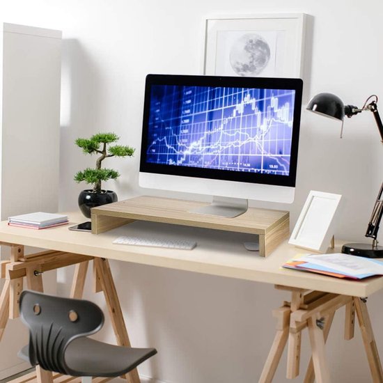 Allecto Plus - Monitorstandaard van Hout voor Computer - Verstelbare ...