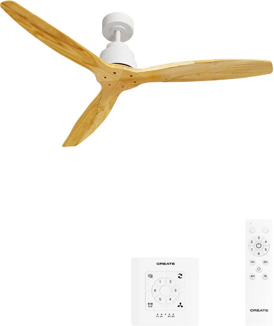 CREATE - Plafondventilator 40W silent Ø132 cm - Met Wandregelaar - Met ...