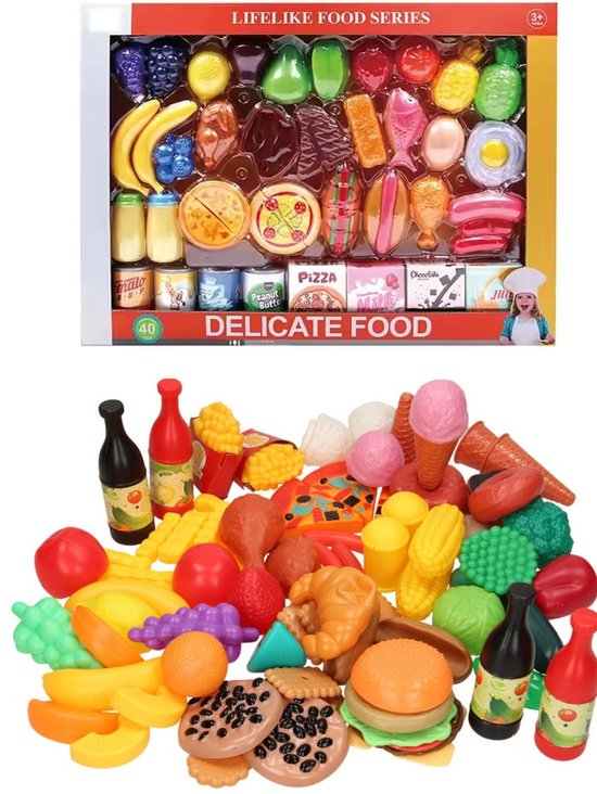 yty Speelgoed eten plastic - 40 stuks nep eten en fruit voor rollenspel ...