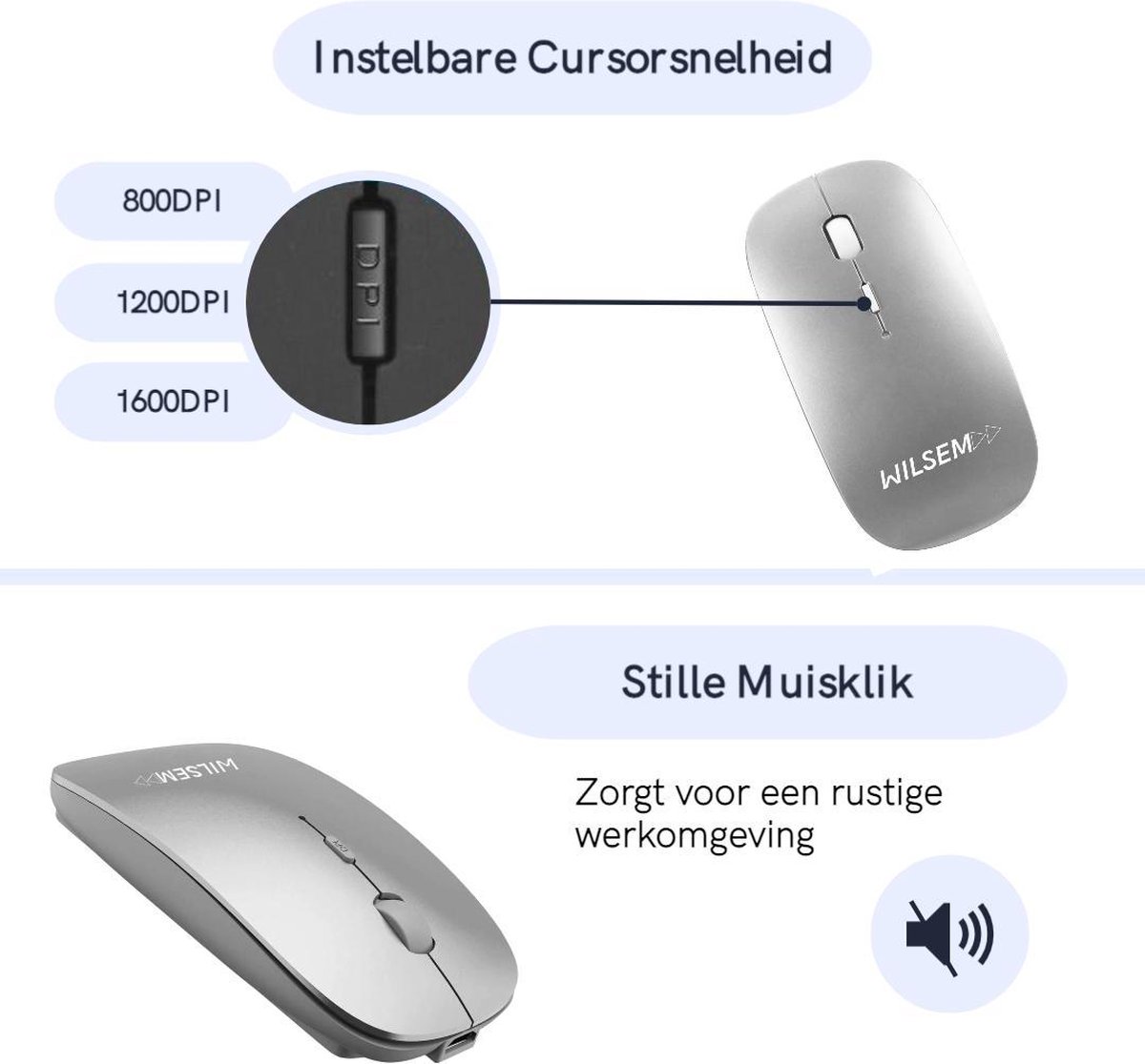 Draadloze Muis - USB Muis- Oplaadbare Computermuis - Draadloos met ...