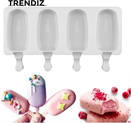 TRENDIZ Magnum mold - ijsjes vorm - siliconen mal - inclusief 20 houten ...