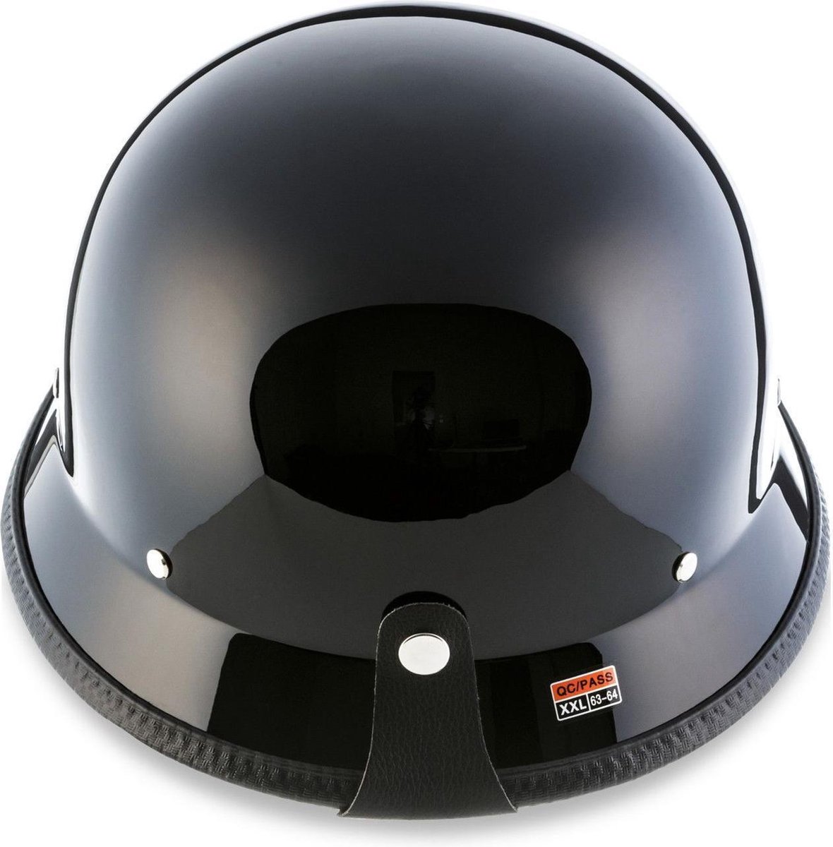 D34 Zwart Glans Duitse scooter, motorhelm, pothelm maat, M, hoofdomtrek ...