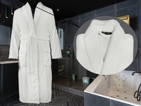 GAEVE | Zest - badjas - heerlijk warm, zacht fleece - Wit - maat S / M ...