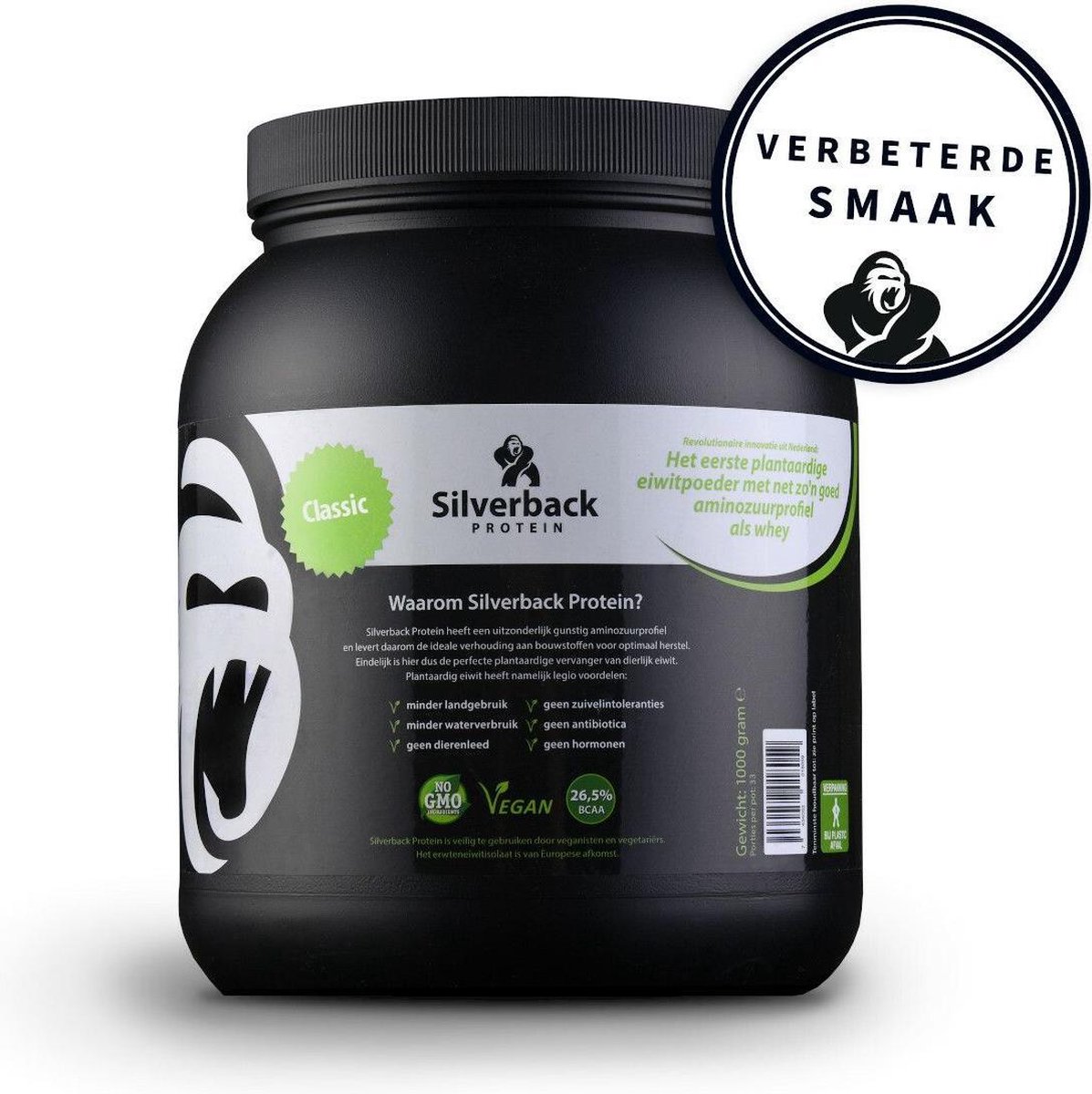 SILVERBACK PROTEIN – CLASSIC - 1KG POT - PUUR NATUUR - GEEN ...