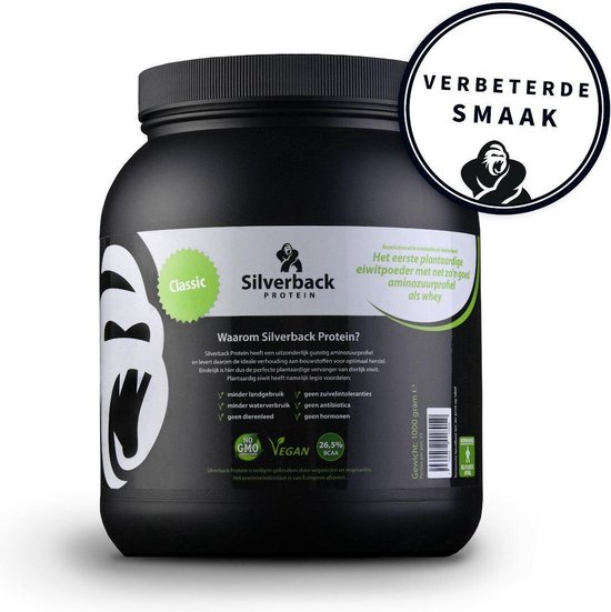 SILVERBACK PROTEIN – CLASSIC - 1KG POT - PUUR NATUUR - GEEN ...