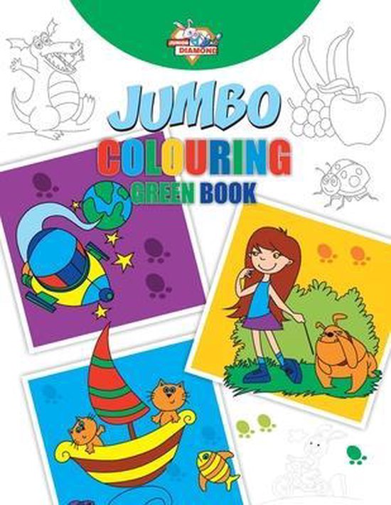 Jumbo Colouring Green Book for 4 to 8 years old Kids Best Gift to ...
