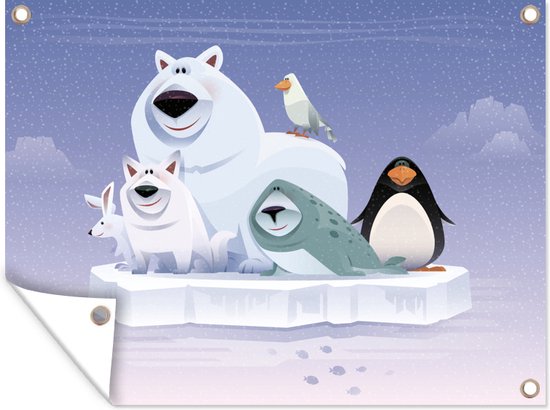 Muurdecoratie buiten Kinderillustratie van een ijsbeer met pooldieren ...