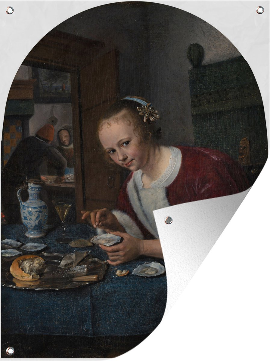 Tuin decoratie Het oestereetstertje - Jan Steen - 30x40 cm - Tuindoek - Buitenposter | bol.com