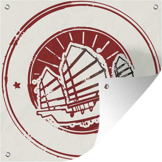 Tuinposters tekening van een rode stempel van Hong Kong - 50x50 cm ...