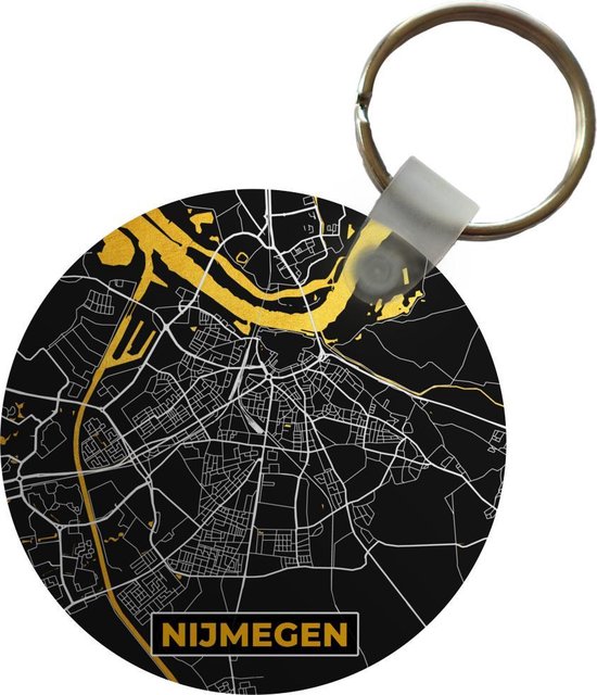 Sleutelhanger - Kaart - Nijmegen - Goud - Zwart - Plastic - Rond ...