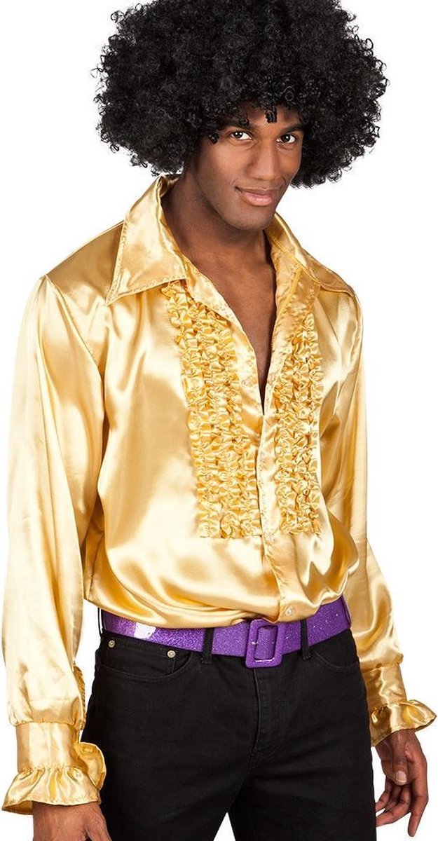 "Goudkleurig disco overhemd voor mannen - Verkleedkleding - Medium ...