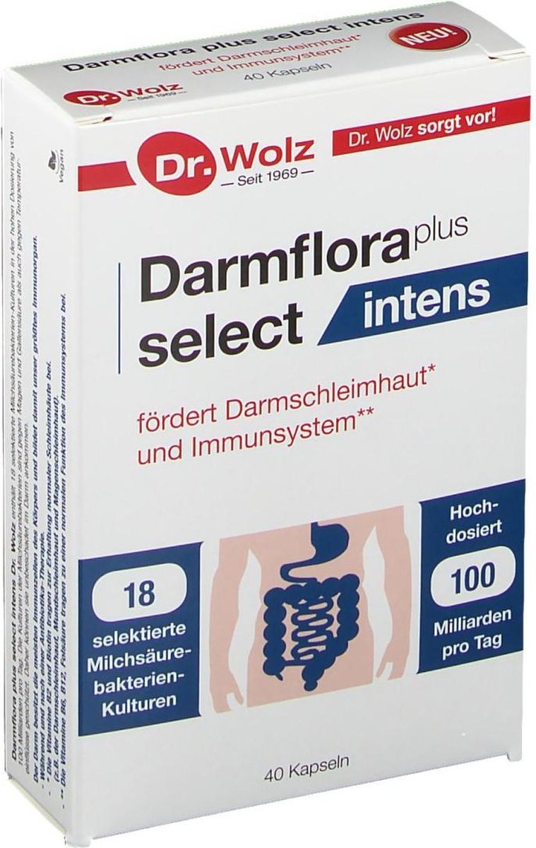 Dr. Wolz Darm Flora Select Intens 40 capsules - 18 melkzuurbacterie soorten - 100... | bol