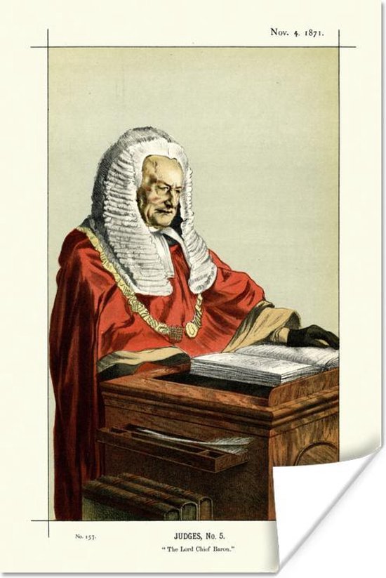 Poster Een historische tekening van een rechter - 60x90 cm | bol.com