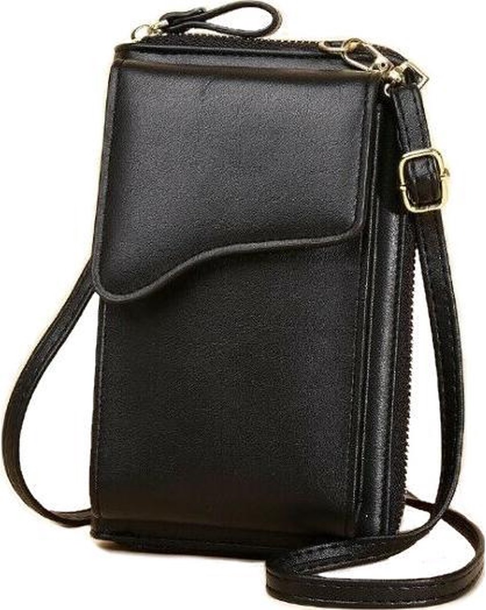 Smartphone Tasje - Ferron Zwart | Telefoon / Crossbody Tas | Kunstleer ...