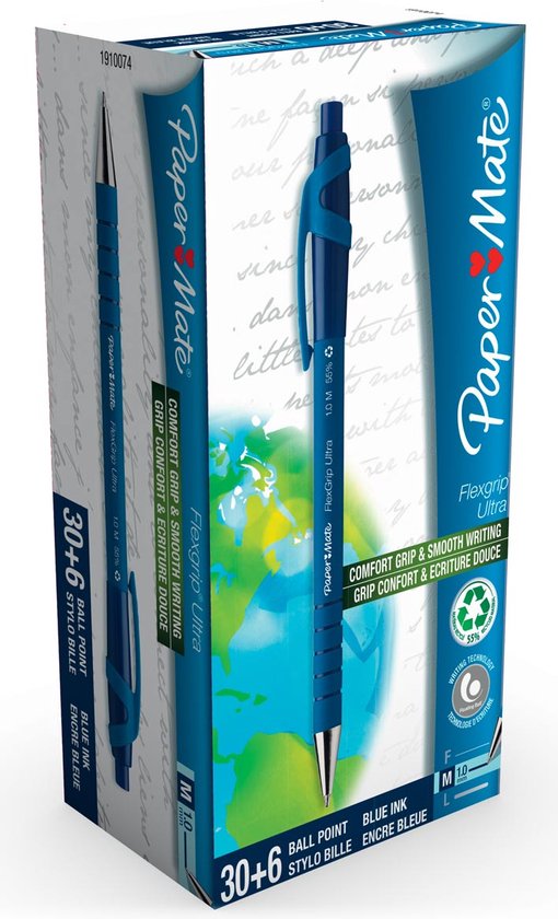 Papermate Flexgrip Ultra retractable medium blauw 30+6 | bol.com