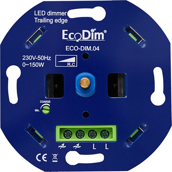 EcoDim - LED Dimmer - ECO-DIM.04 - Fase Afsnijding RC - Inbouw - Enkel Knop - 0-150W | bol