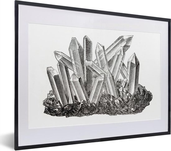 Fotolijst incl. Poster - edelstenen die uit de grond steken - 40x30 cm ...