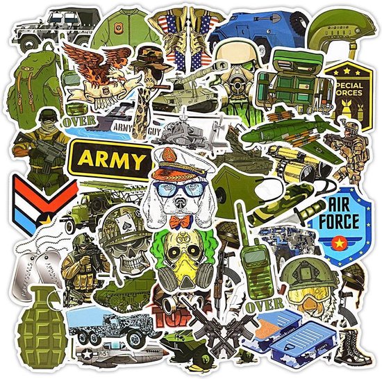 Sticker mix met 50 leger army thema stickers - Voor laptop, muur, beker ...