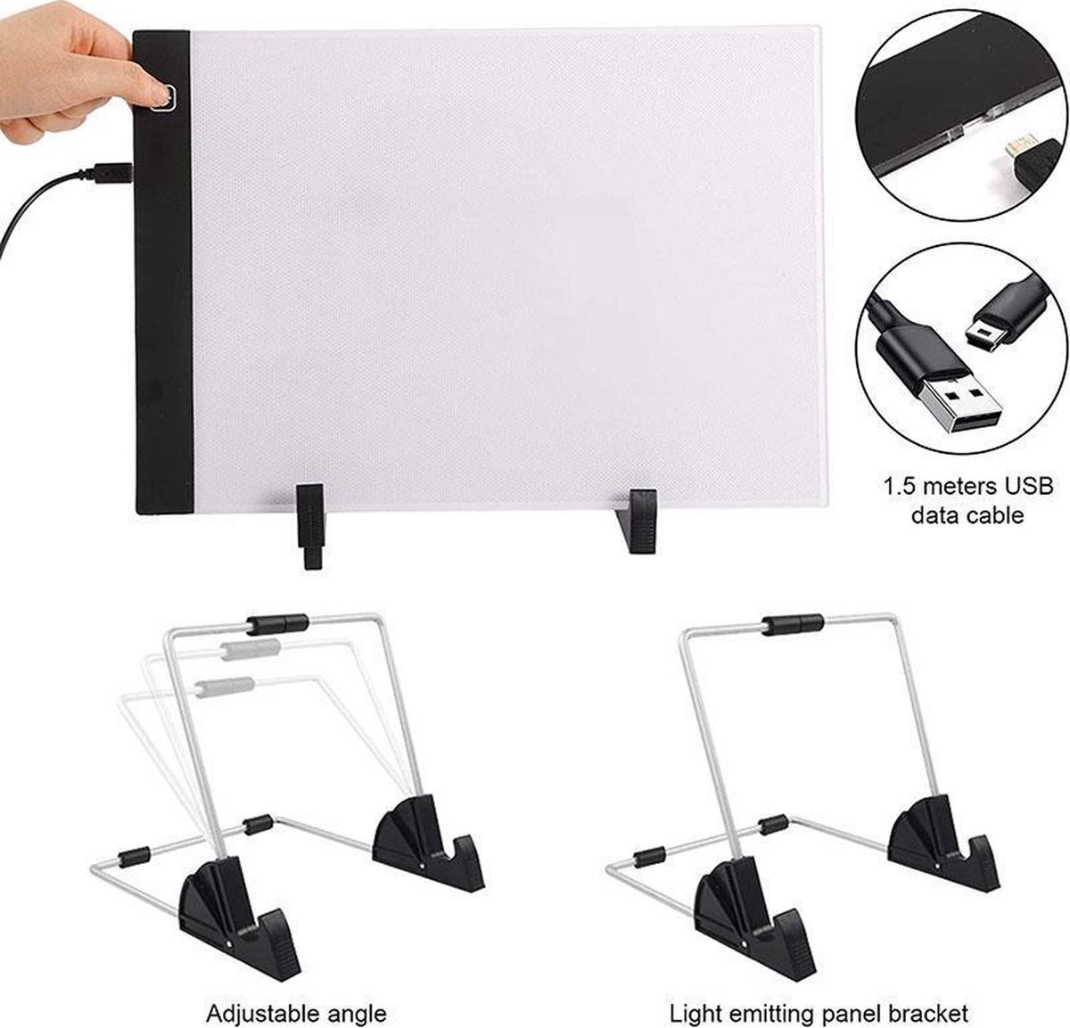 Lichtbord A4 Diamond Painting - 3 dimstanden - Inclusief standaard met ...
