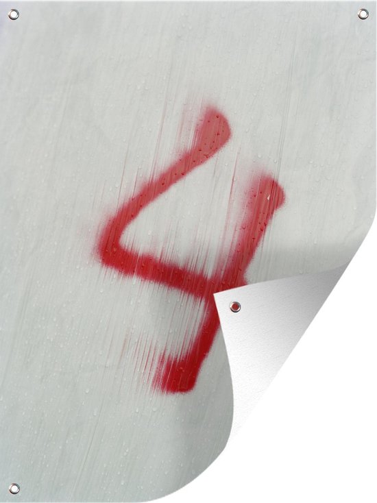 Tuin decoratie Rode nummer 4 - 30x40 cm - Tuindoek | bol.com