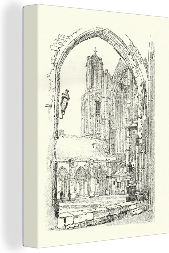 Canvas Schilderij Een antieke illustratie van de dom van Utrecht ...