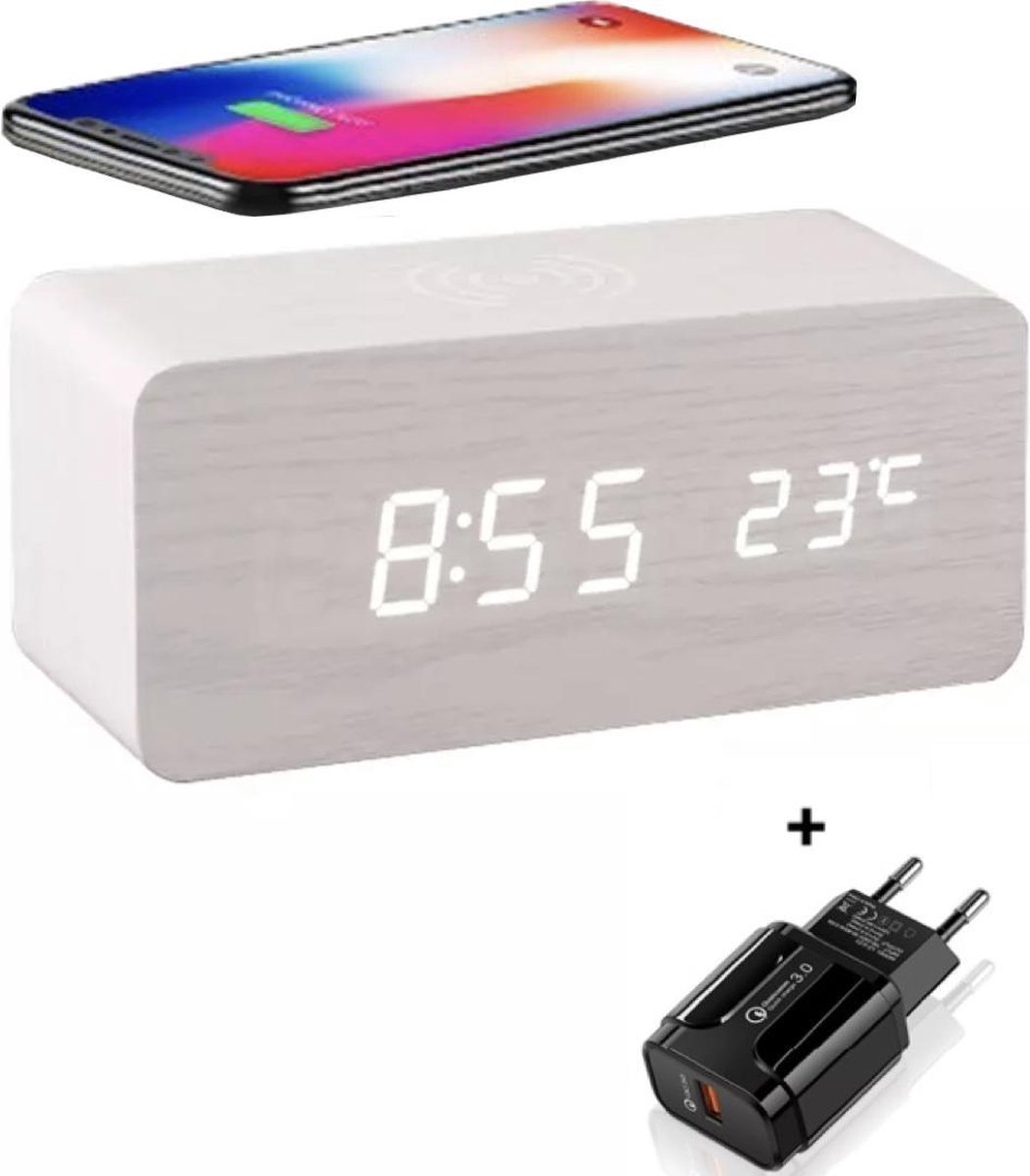 Digitale wekker - Digitale klok - Wekker met draadloze oplader - QI ...