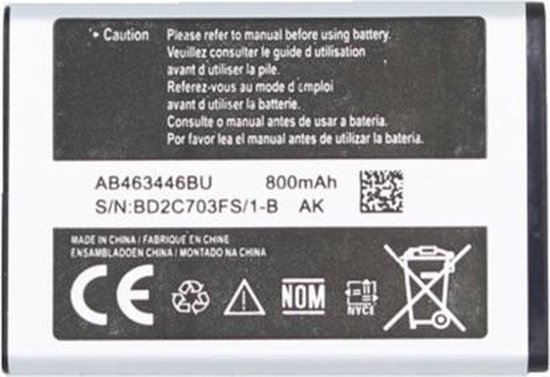 Vervangingsbatterij Voor Samsung - 800mAh - Model AB463446BU - Geschikt Voor Samsung... | bol.com