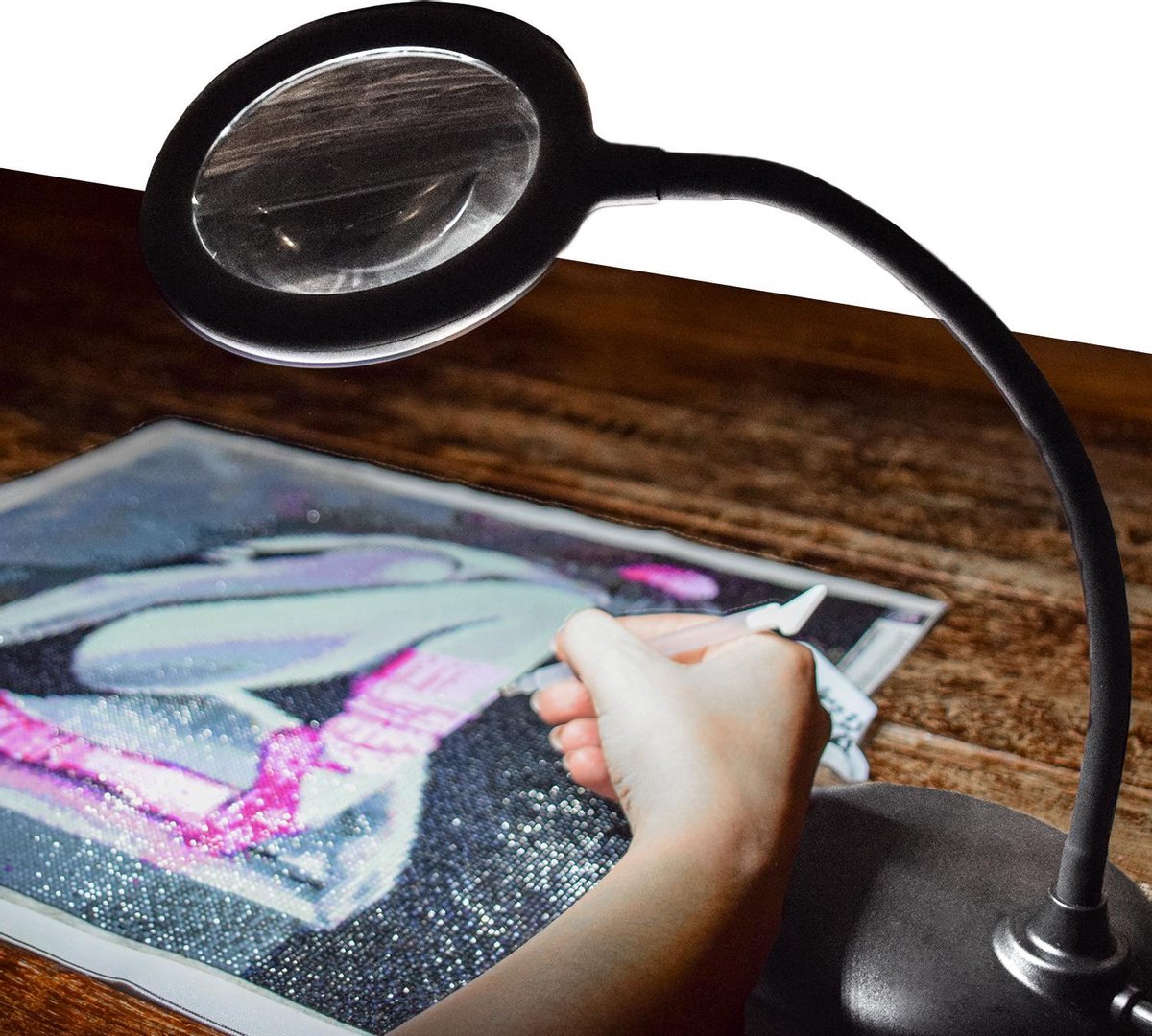 Loeplamp met Led Verlichting - Tafel Loeplamp - Zwart - Diamond ...