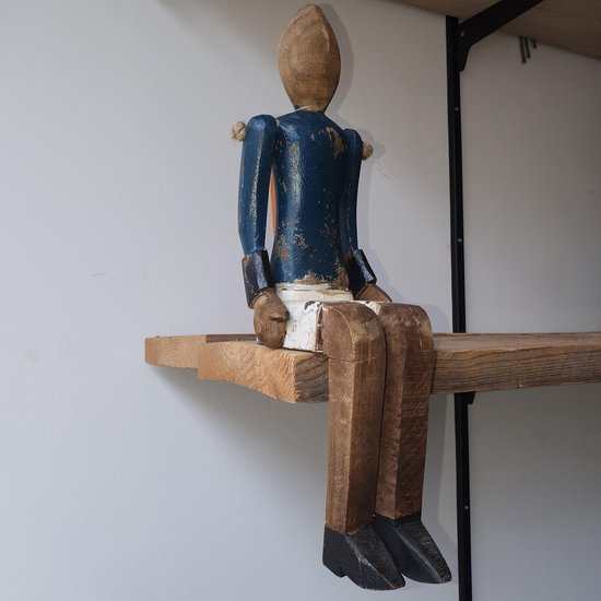 By Mooss houten pop zittend Blauw/Wit | bol.com