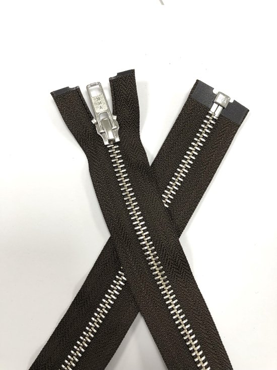 YKK rits, Deelbare rits Donkerbruin met zilver metaal tanden 70 cm lang | bol.com