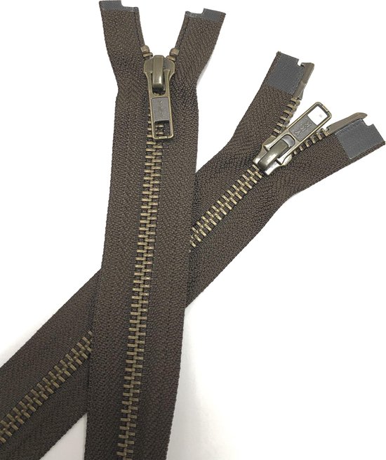 YKK rits, Dubbel deelbaar oud messing tanden 85 cm Donkerbruin. | bol.com