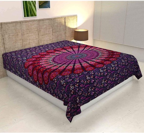 XXL sprei Mandala Amba purper tweepersoonsbed sprei | decoratief ...