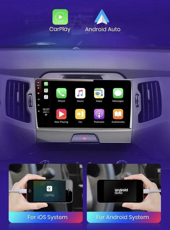 CarPlay Kia Sportage 2010-2015 Android 10 navigatie en multimediasysteem bluetooth USB... | bol