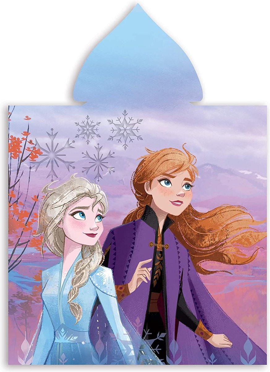 Badponcho Disney Frozen - 55 x 110 cm. - Anna en Elsa poncho handdoek ...