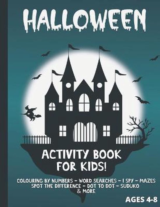 Halloween activity book for kids ages 4-8 Colouring by numbers - word ...