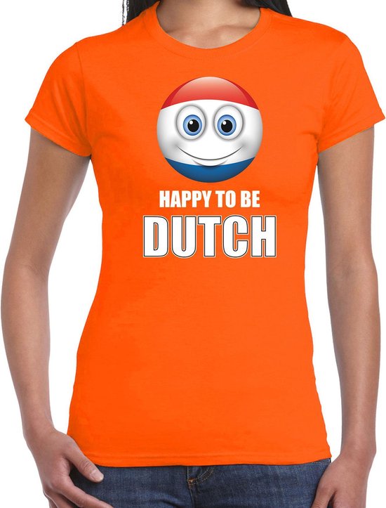 Holland Happy to be Dutch landen t-shirt met emoticon - oranje - dames ...