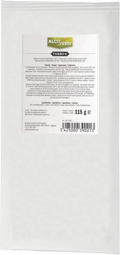 Alcoferm TURBO-8 gist voor 25 l - kompleet mengsel - likeurbereiding ...