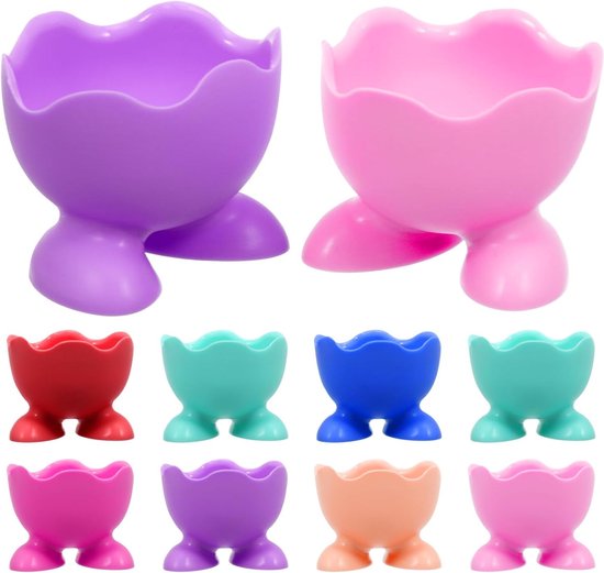 Set van 10 siliconen eierdopjes Kleurrijke eierhouder Eierdopje met kleine voetjes... | bol