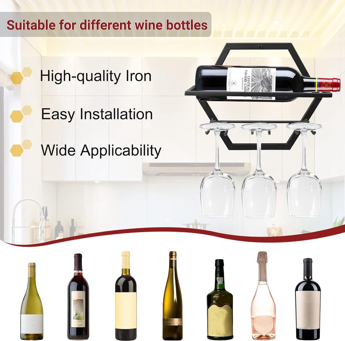 Muur wijnrek flessenrek - wijnrek hangend wandmontage wijnflessenrek | bol